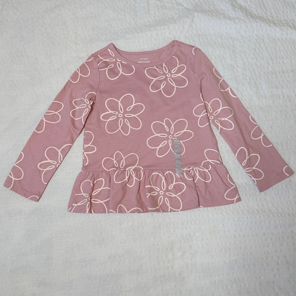 Carter's | Shirts & Tops | Carters Girls Pink Floral Peplum Top Size Xs ...